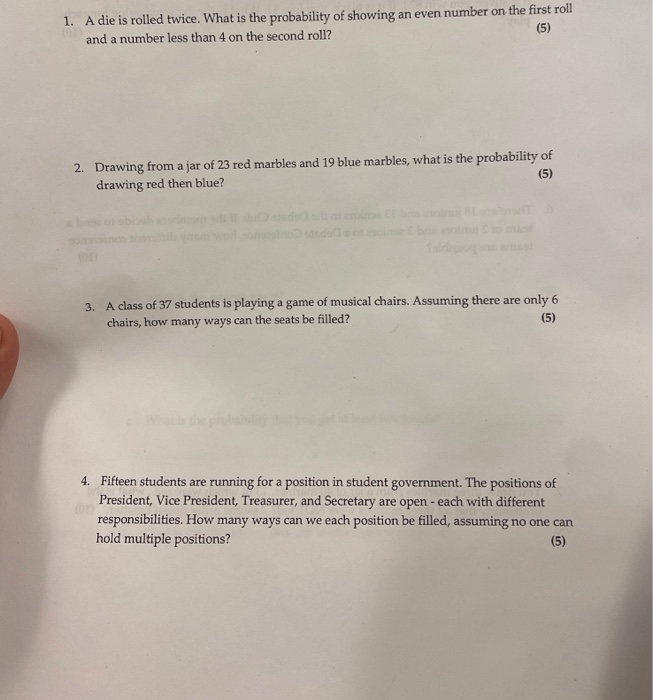 Solved A die is rolled twice. What is the probability of | Chegg.com