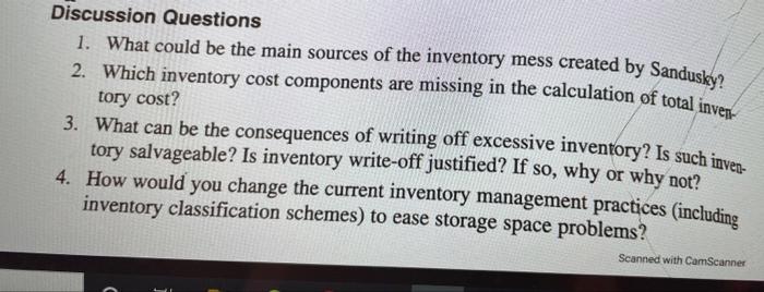 Solved Discussion Questions 1. What could be the main | Chegg.com