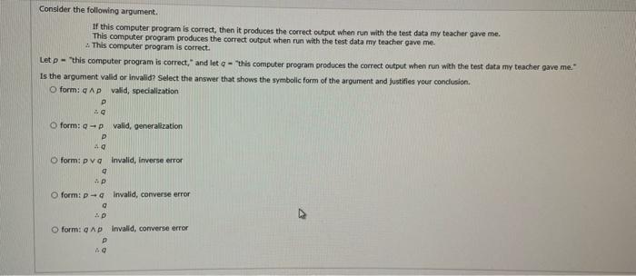 Solved Consider the following argument. If this computer | Chegg.com Solved Consider the following argument. If this computer | Chegg.com
