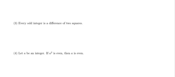 Solved (3) Every odd integer is a difference of two squares. | Chegg.com