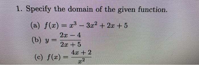 Solved Specify the domain of the given function. (a) | Chegg.com