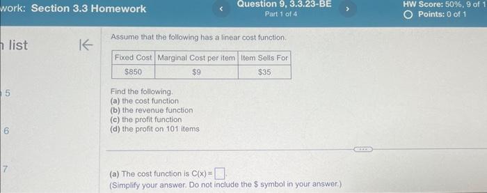 Assume that the following has a linear cost function. | Chegg.com