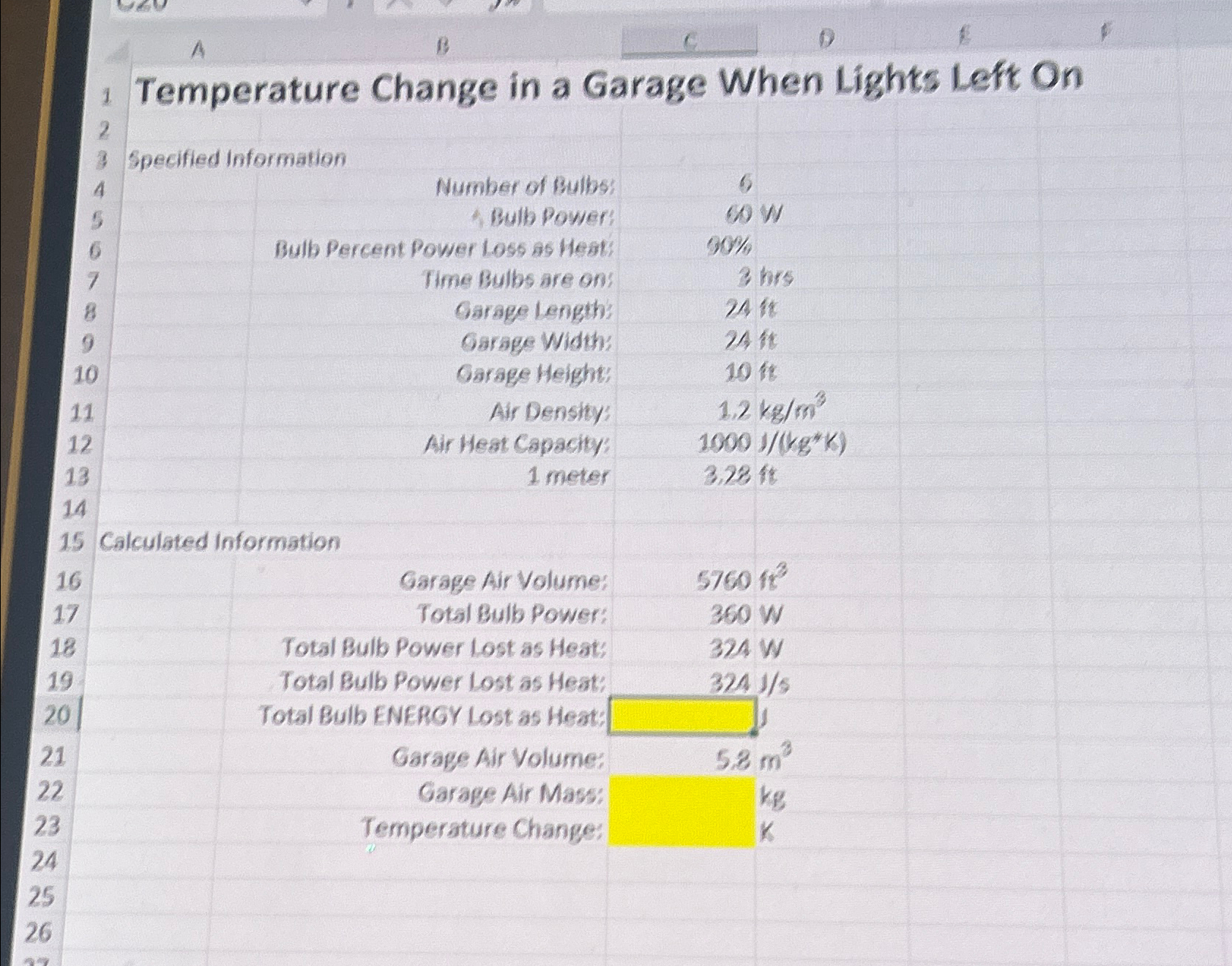 Solved Find the values for the yellow highlighted values | Chegg.com