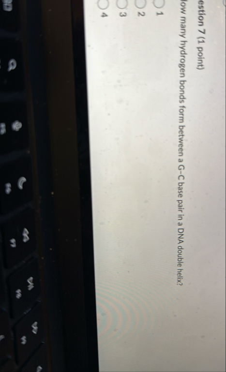 Solved estion 7 (1 ﻿point)low many hydrogen bonds form | Chegg.com