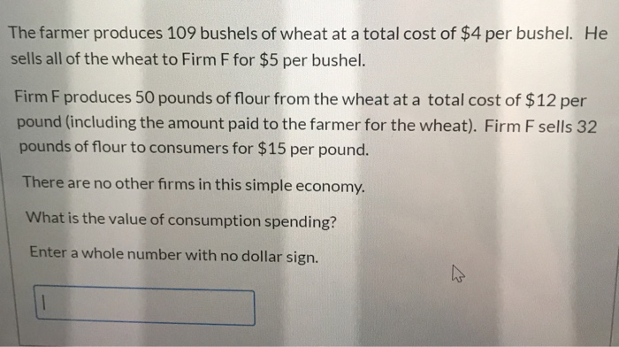 Solved The farmer produces 109 bushels of wheat at a total | Chegg.com