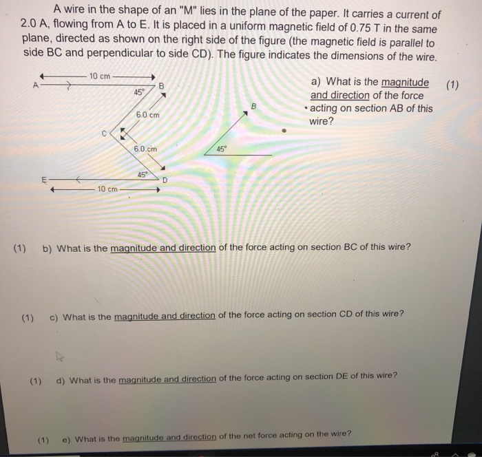 Solved A wire in the shape of an "M" lies in the plane of | Chegg.com