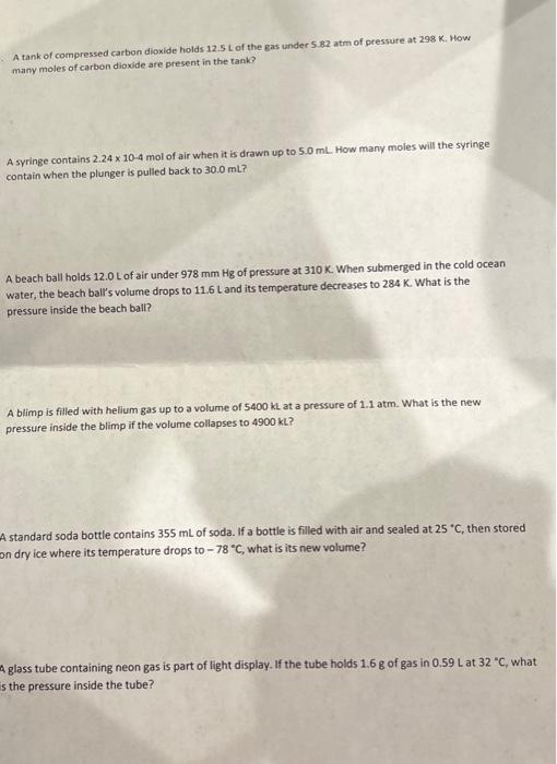 Solved Gas Laws Review Use the Ges kew equations given here | Chegg.com