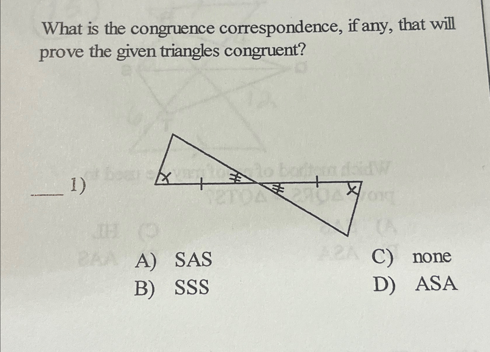 Solved What is the congruence correspondence, if any, that | Chegg.com