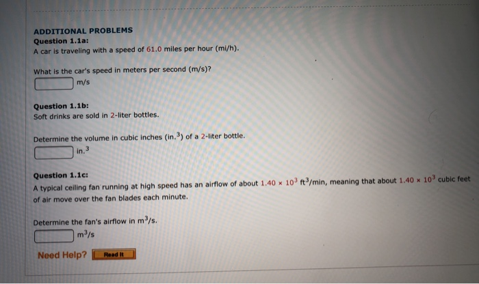 Solved ADDITIONAL PROBLEMS Question 1.1a: A car is traveling | Chegg.com