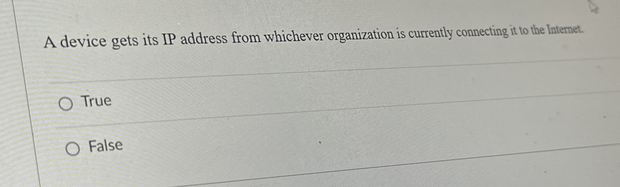 Solved A device gets its IP address from whichever | Chegg.com