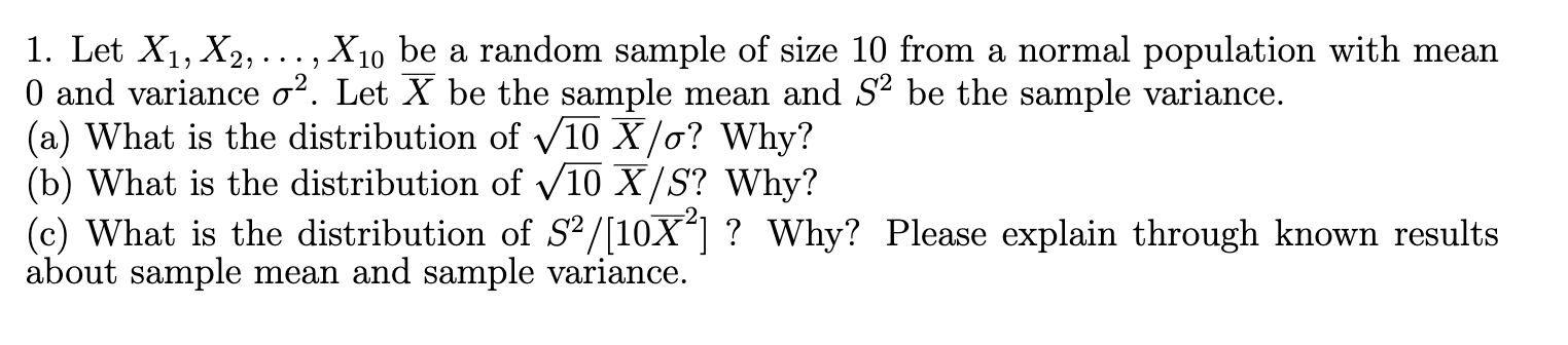 Solved Let x1,x2,dots,x10 ﻿be a random sample of size 10 | Chegg.com
