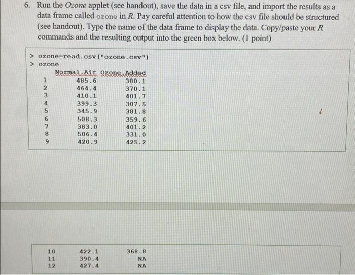 Solved i rlly need help with doing NUMBER 7 using the data | Chegg.com
