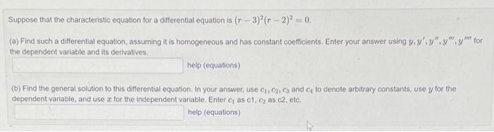 Solved Suppose that the characteristic equation for a | Chegg.com