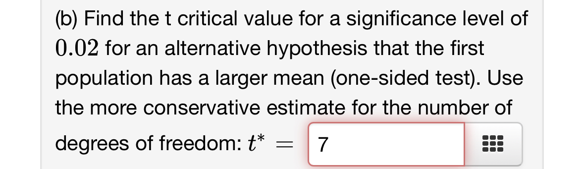 (b) ﻿Find the t ﻿critical value for a significance | Chegg.com