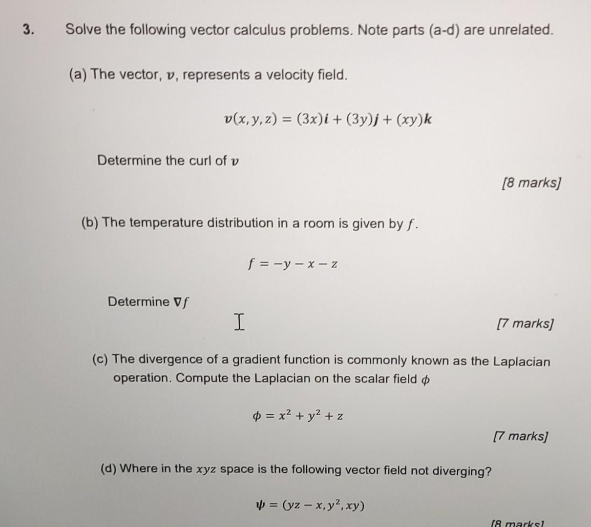 Solved Solve the following vector calculus problems. Note | Chegg.com