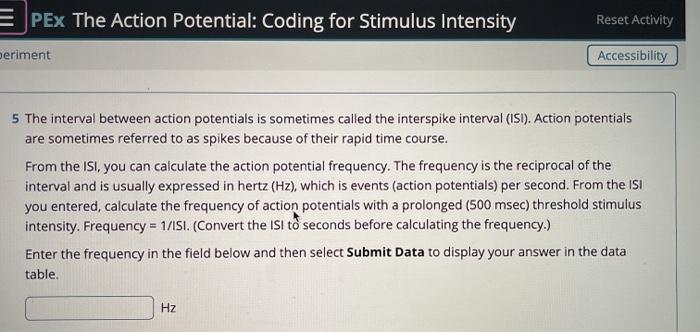 Solved Reset Activity PEx The Action Potential: Coding for | Chegg.com