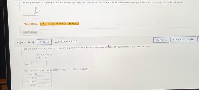 Solved 2. Use the properties of summation and the Summation | Chegg.com