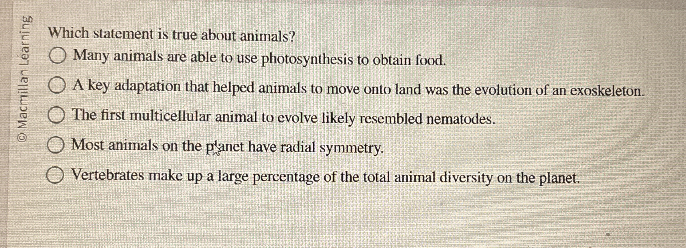 Solved Which statement is true about animals?Many animals | Chegg.com
