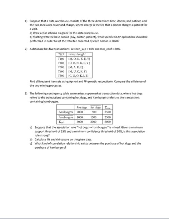 Solved T200 1) Suppose that a data warehouse consists of the | Chegg.com