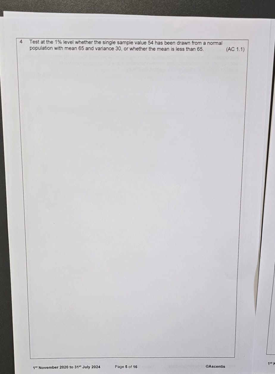 Solved 4 ﻿Test at the 1% ﻿level whether the single sample | Chegg.com