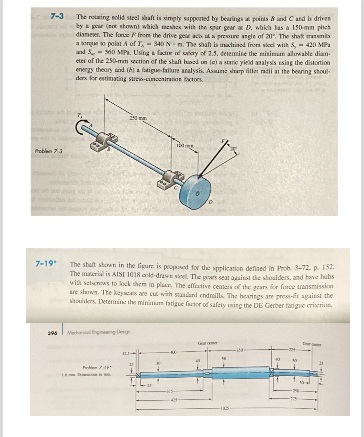 Solved 7-3 ﻿The rotating solid steel shaft is simply | Chegg.com
