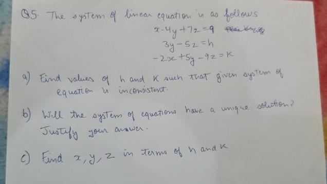Solved Q5. ﻿The system of linear equation is as | Chegg.com