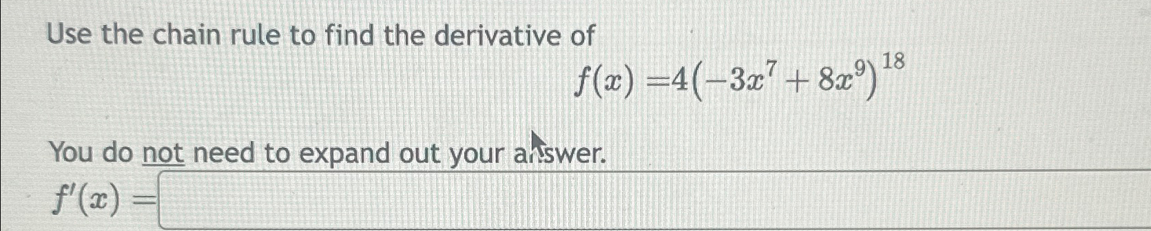 Solved Use the chain rule to find the derivative | Chegg.com