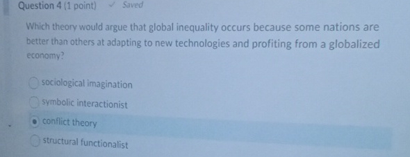 Solved Question 4 (1 ﻿point)SavedWhich theory would argue | Chegg.com