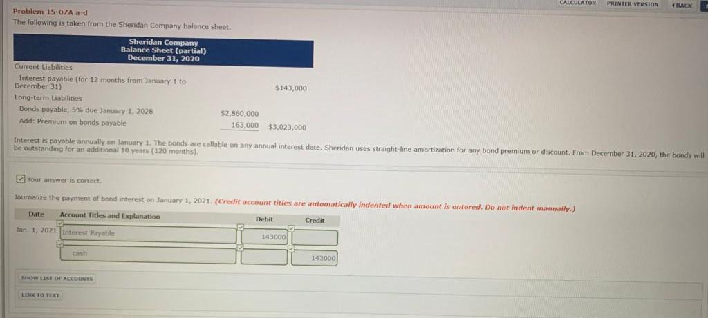 Solved CALCULATOR PRINTER VERSION HACK Problem 15-07A a-d | Chegg.com