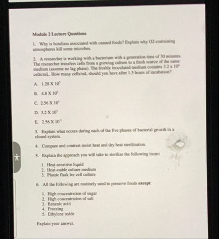 Solved Module 2 ﻿Lecture QuestionsWhy is hotulism associated | Chegg.com