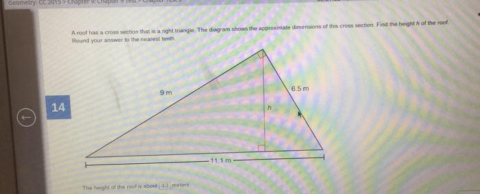 Solved A roof has a cross section that is a right triangle. | Chegg.com