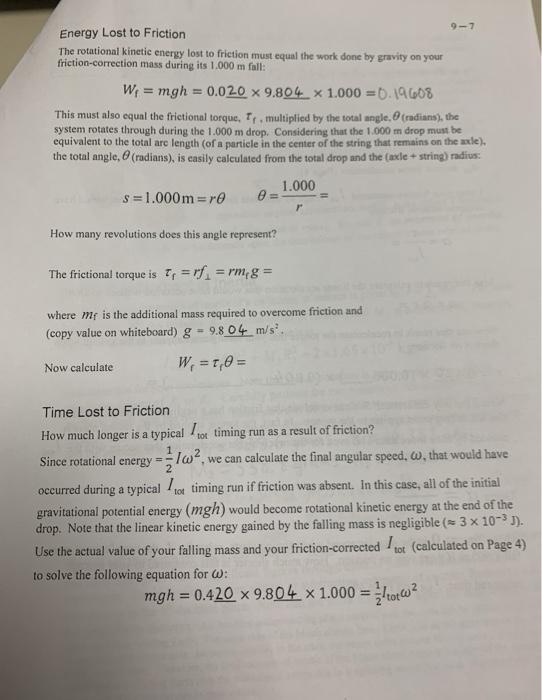 Energy Lost to Friction The rotational kinetic energy | Chegg.com