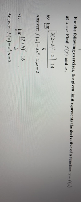 Solved For the following exercises, the given limit | Chegg.com