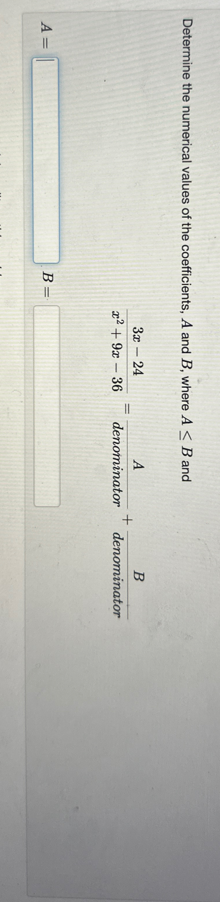 Solved Determine the numerical values of the coefficients, A | Chegg.com