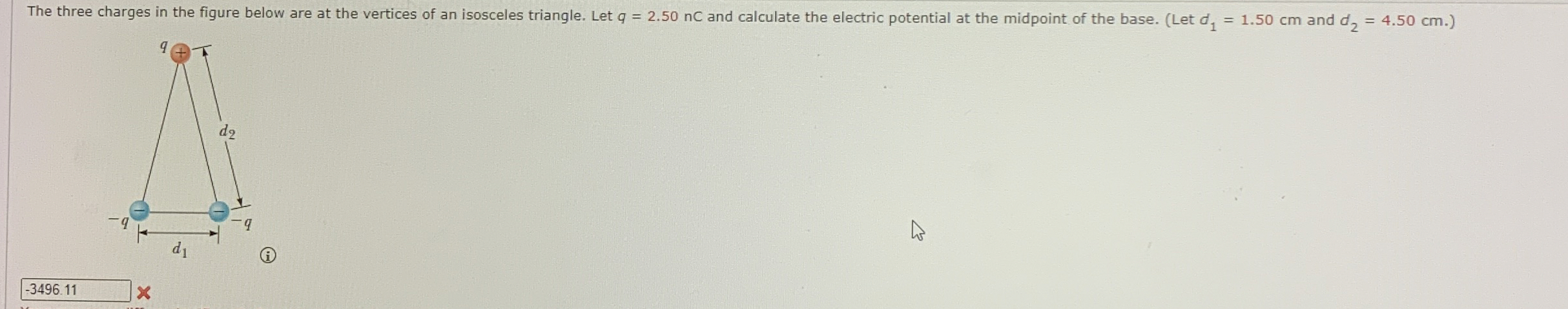 Solved The three charges in the figure below are at the | Chegg.com
