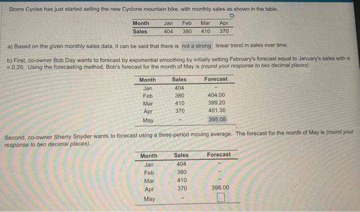 Solved b) For the forecast developed by BOB using | Chegg.com