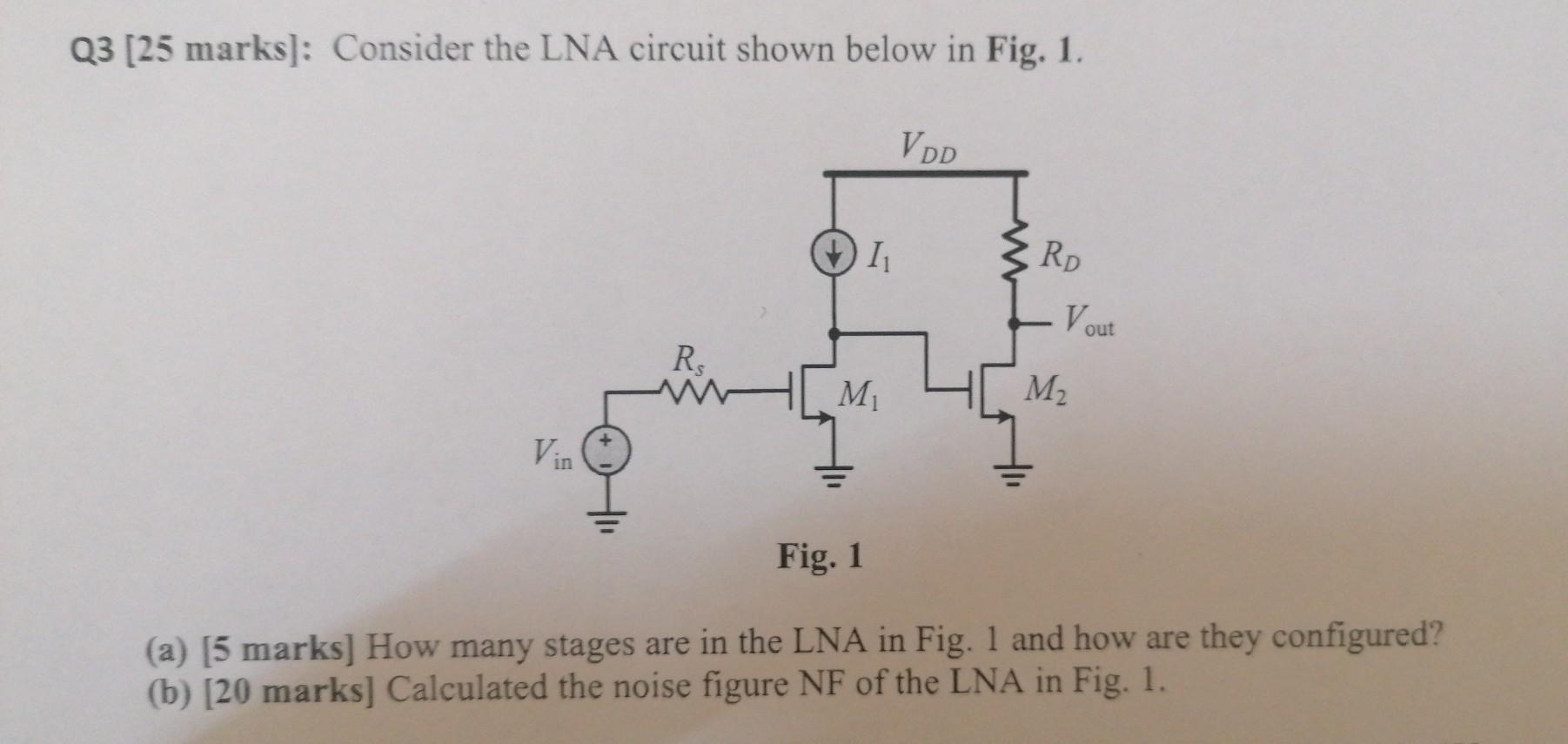 Solved Q3 [25 marks): Consider the LNA circuit shown below | Chegg.com