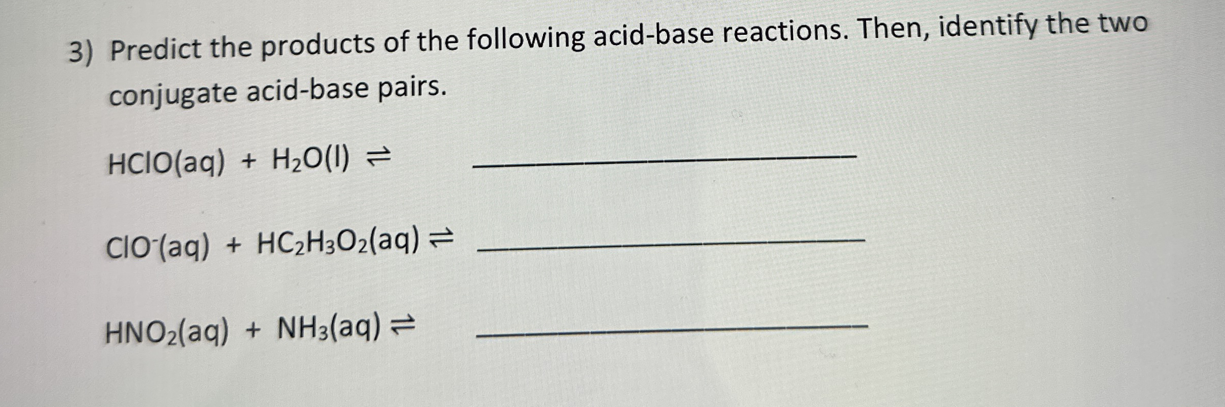 Solved Predict the products of the following acid-base | Chegg.com