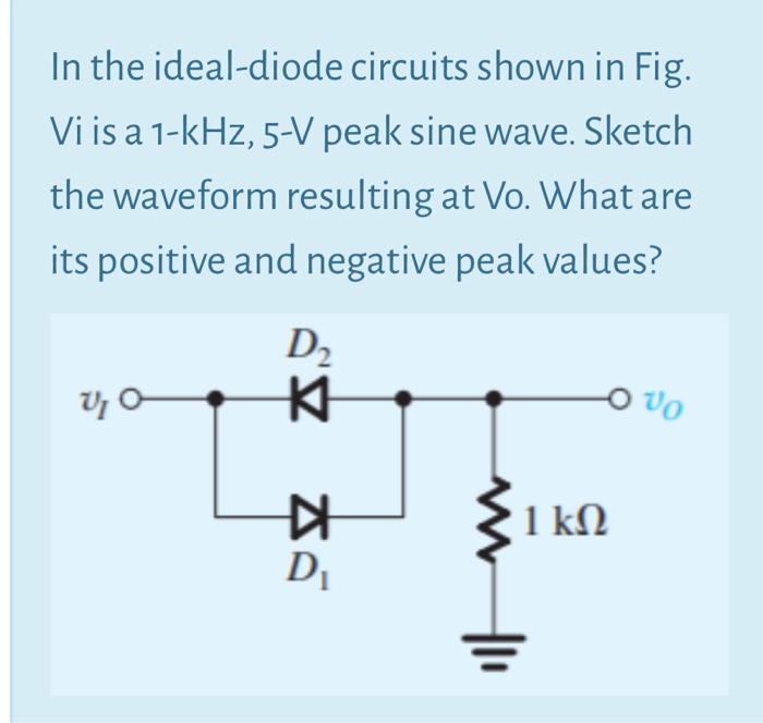 Solved In the ideal-diode circuits shown in Fig. Vi is a | Chegg.com
