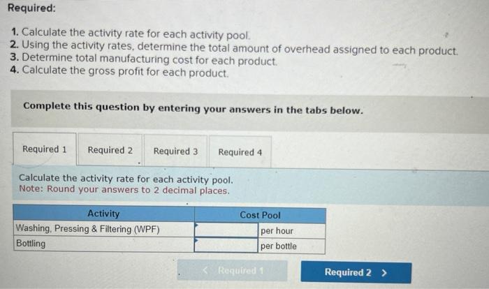 Solved 1. Calculate the activity rate for each | Chegg.com
