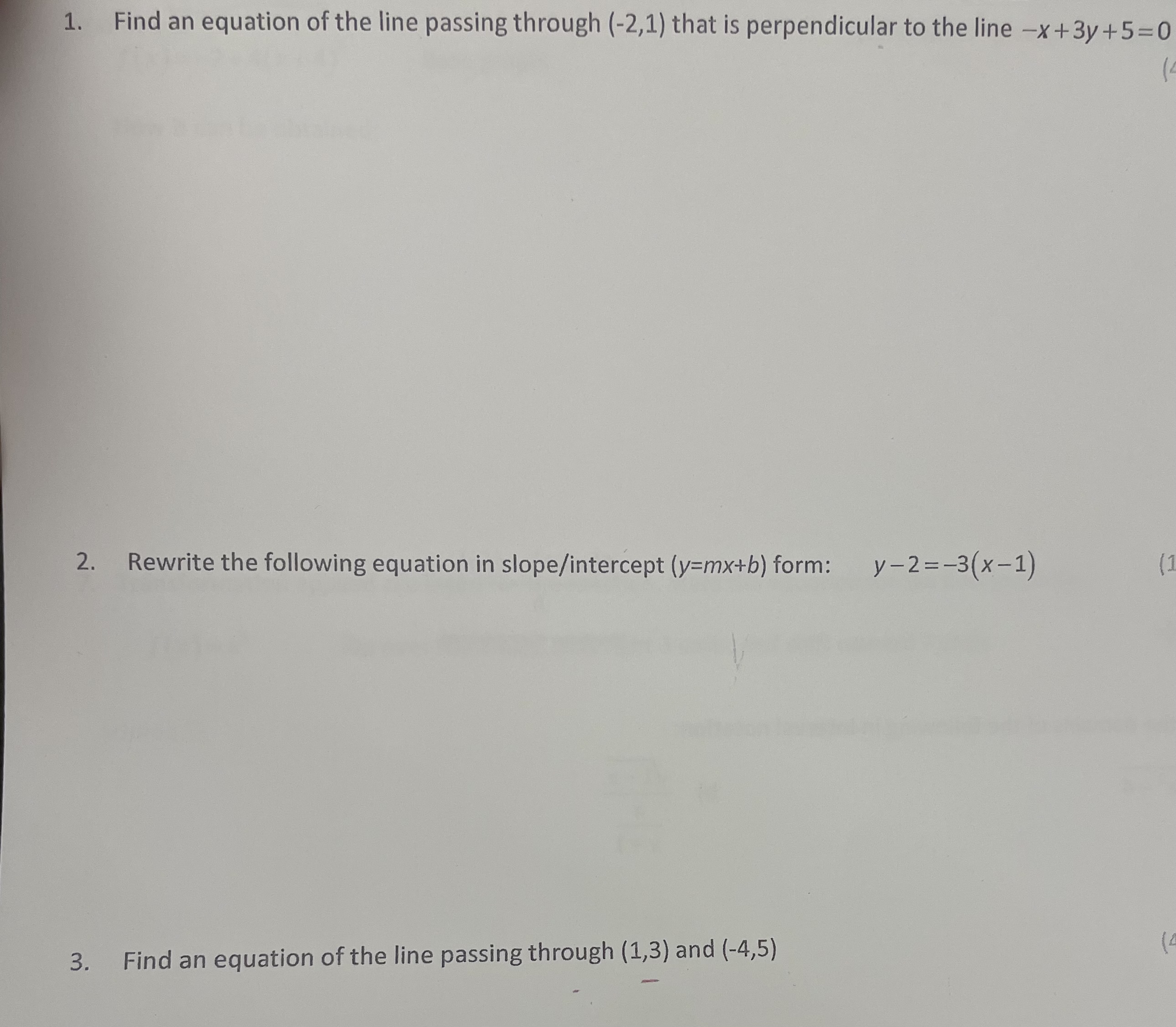 Solved Find An Equation Of The Line Passing Through 2 1