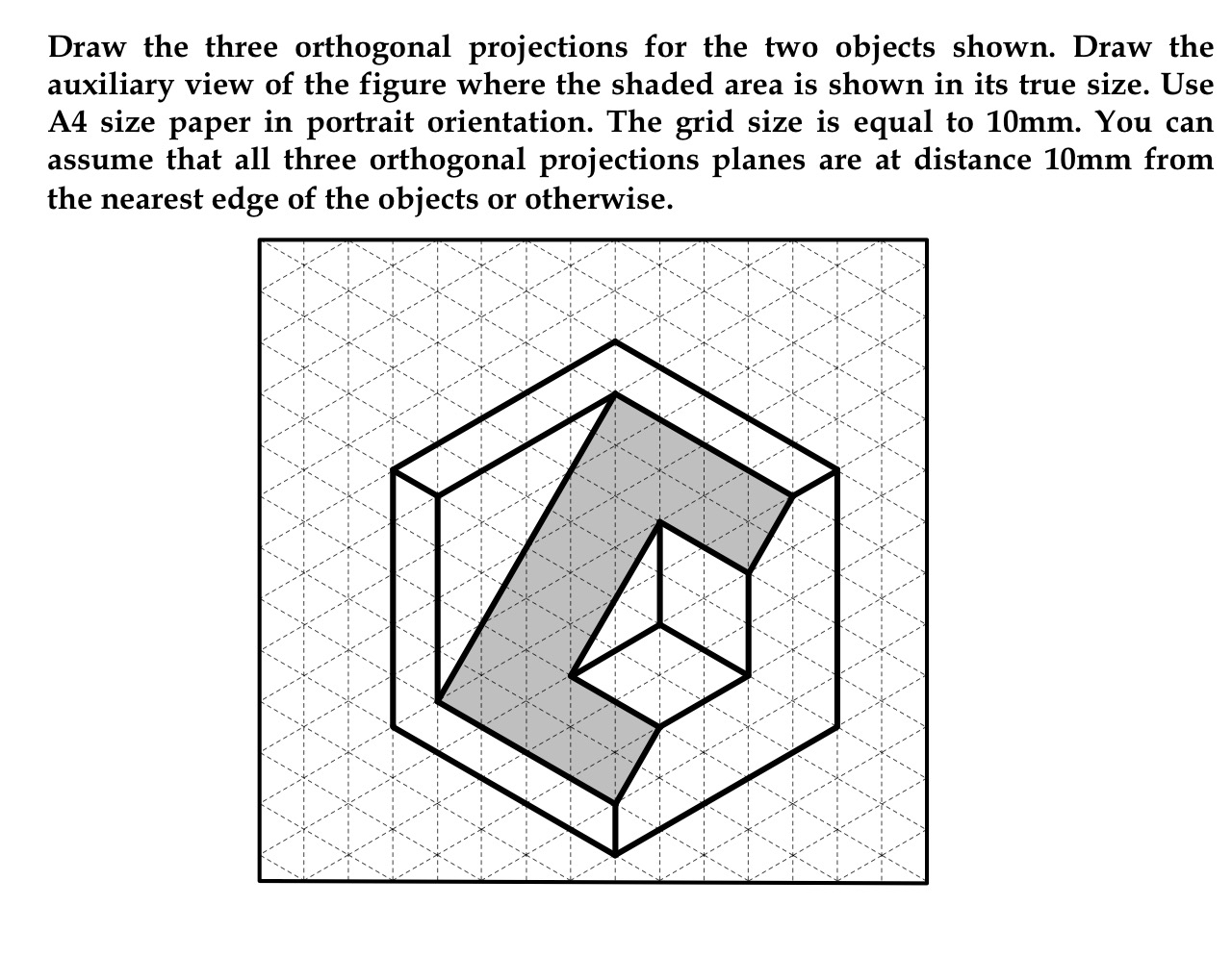 Draw the three orthogonal projections for the two | Chegg.com