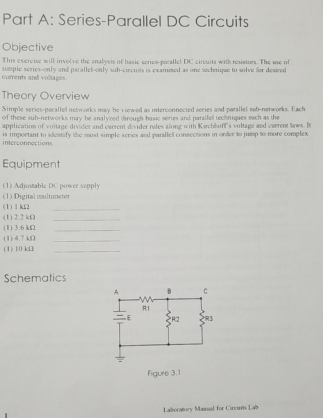 Solved Part A: Series-Parallel DC Circuits Objective This | Chegg.com