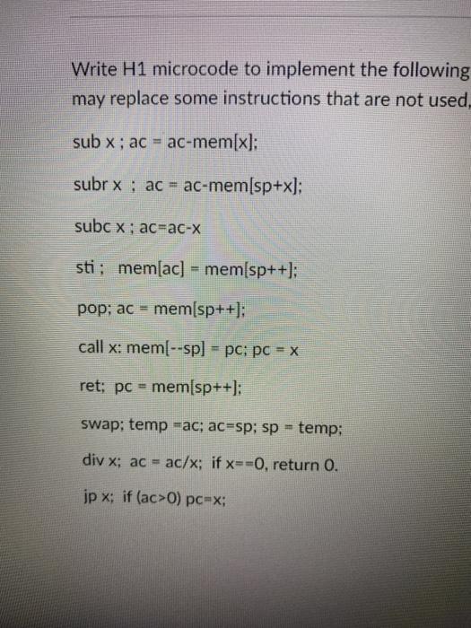 Implement the following instructions with h1 | Chegg.com