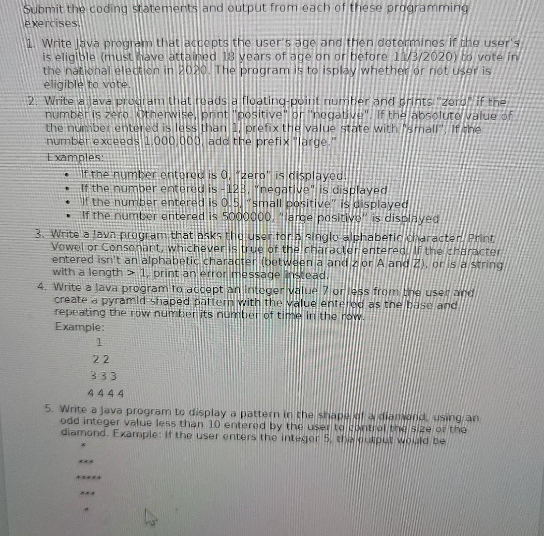 Solved Submit the coding statements and output from each of | Chegg.com