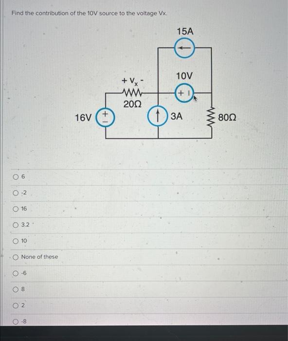 Solved Find the contribution of the 10 V source to the | Chegg.com