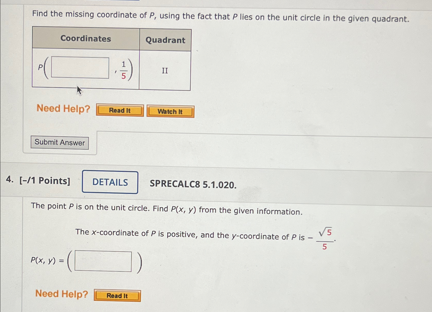 Solved Find the missing coordinate of P, ﻿using the fact | Chegg.com