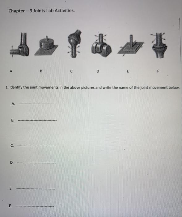 Solved Chapter - 9 Joints Lab Activities. А B E F 1. | Chegg.com