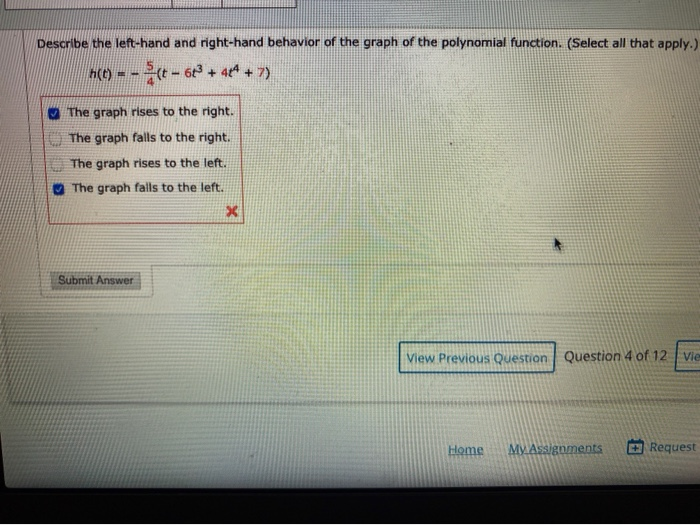 Solved Describe the left-hand and right-hand behavior of the | Chegg.com