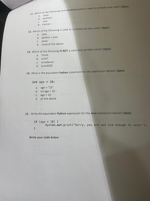 Solved 11. Which of the following command/keyword is used to | Chegg.com